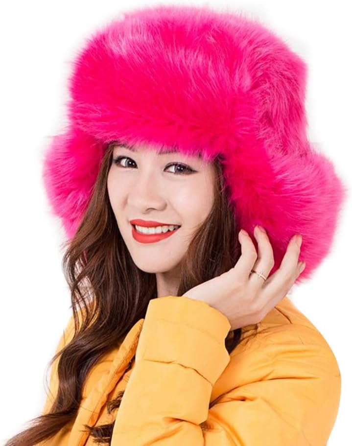 Pulipuqi Women Faux Fur Trapper Hat Russian Ushanka Headgear Ear Flaps