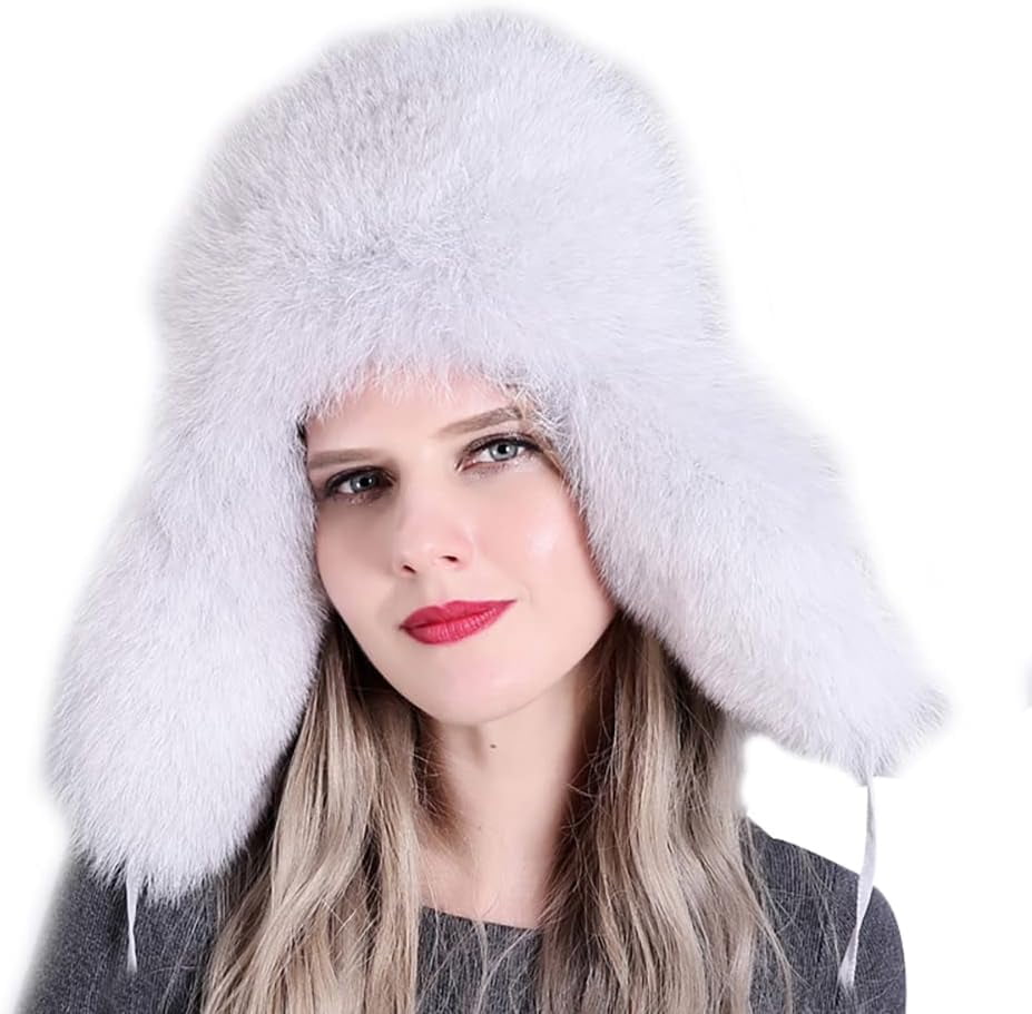 PuliPuqi Women Windproof Faux Fur Cossack Trapper Hat Russian Headgear ...