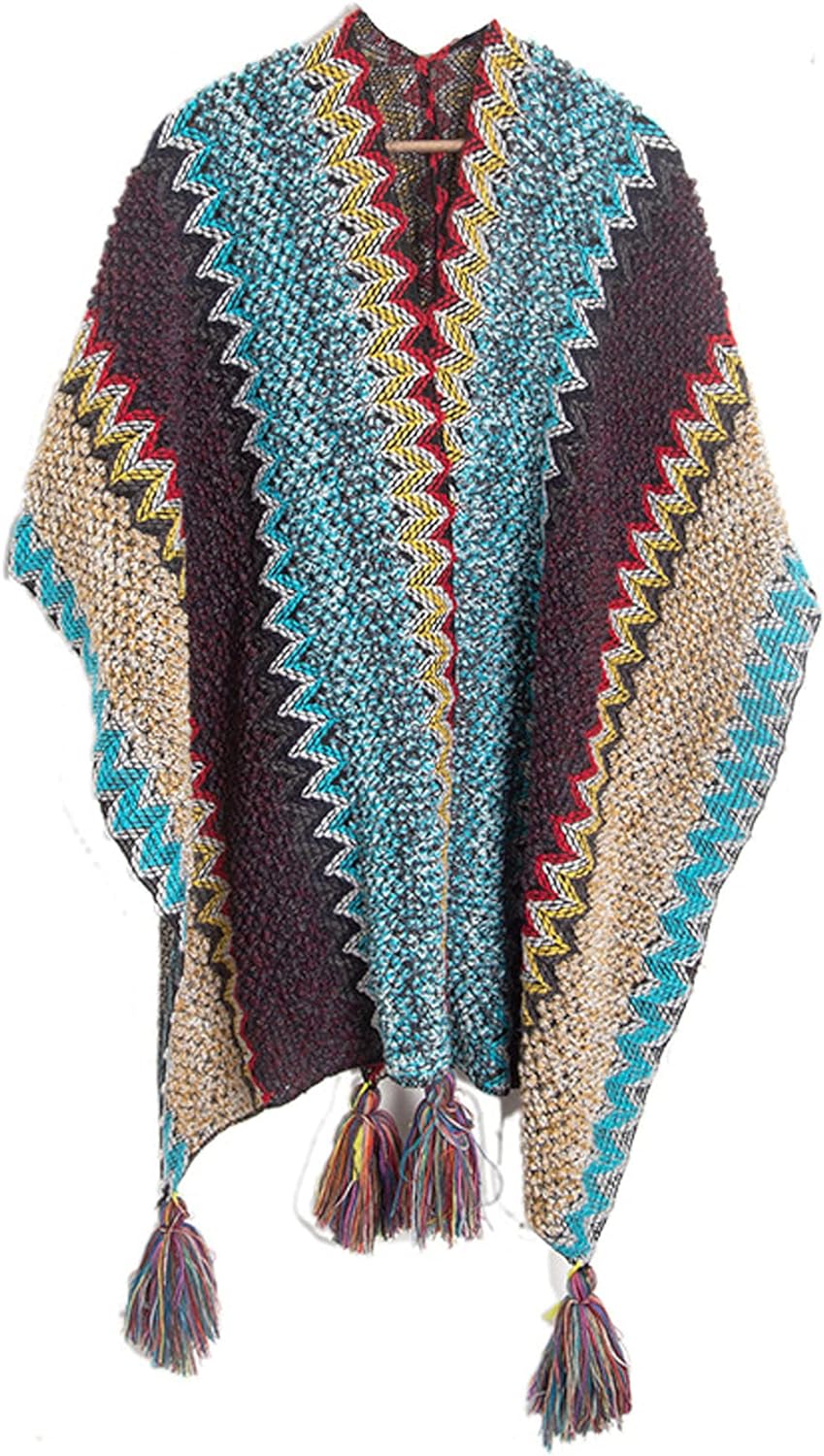 PuliPuqi Women's Boho Open front Tassel Poncho Cape Cardigan Wrap Shawl Knit Sweater - Walmart.com
