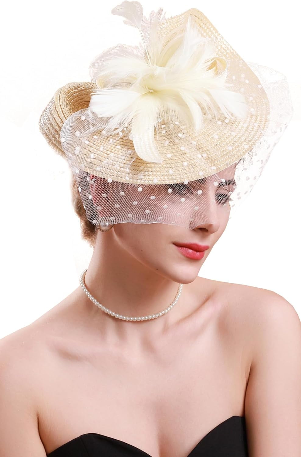 PuliPuqi for Women Derby Headpiece Tea Party Hats with Veil Wedding ...