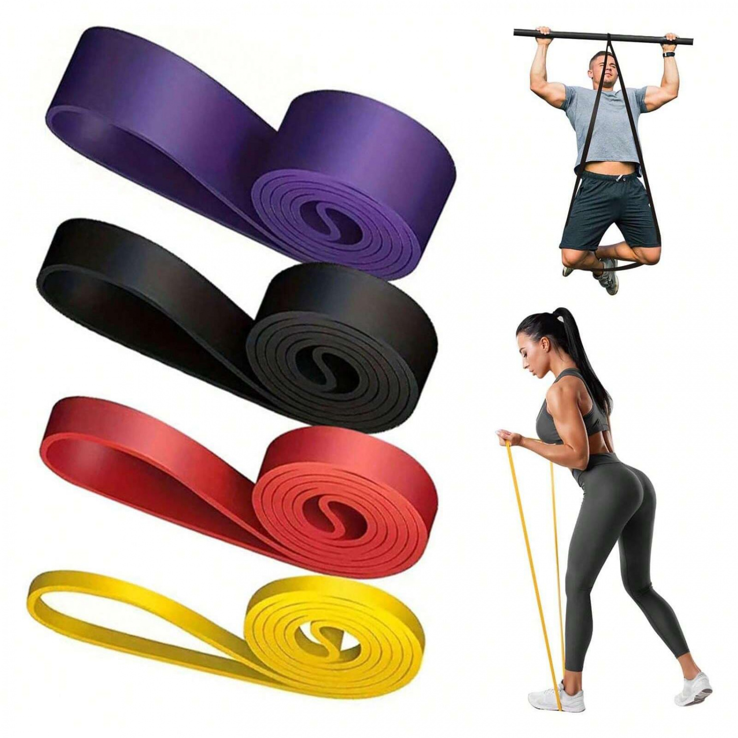 Pull Up Assist Resistance Band Set for Working Out Men Women Long ...