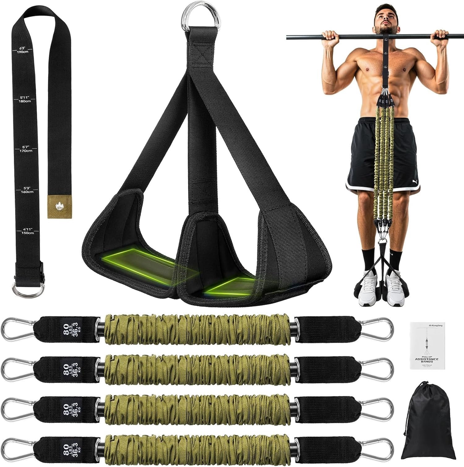 Pull Up Assistance Bands with Foot Support Pedal - Upgraded Heavy Duty ...