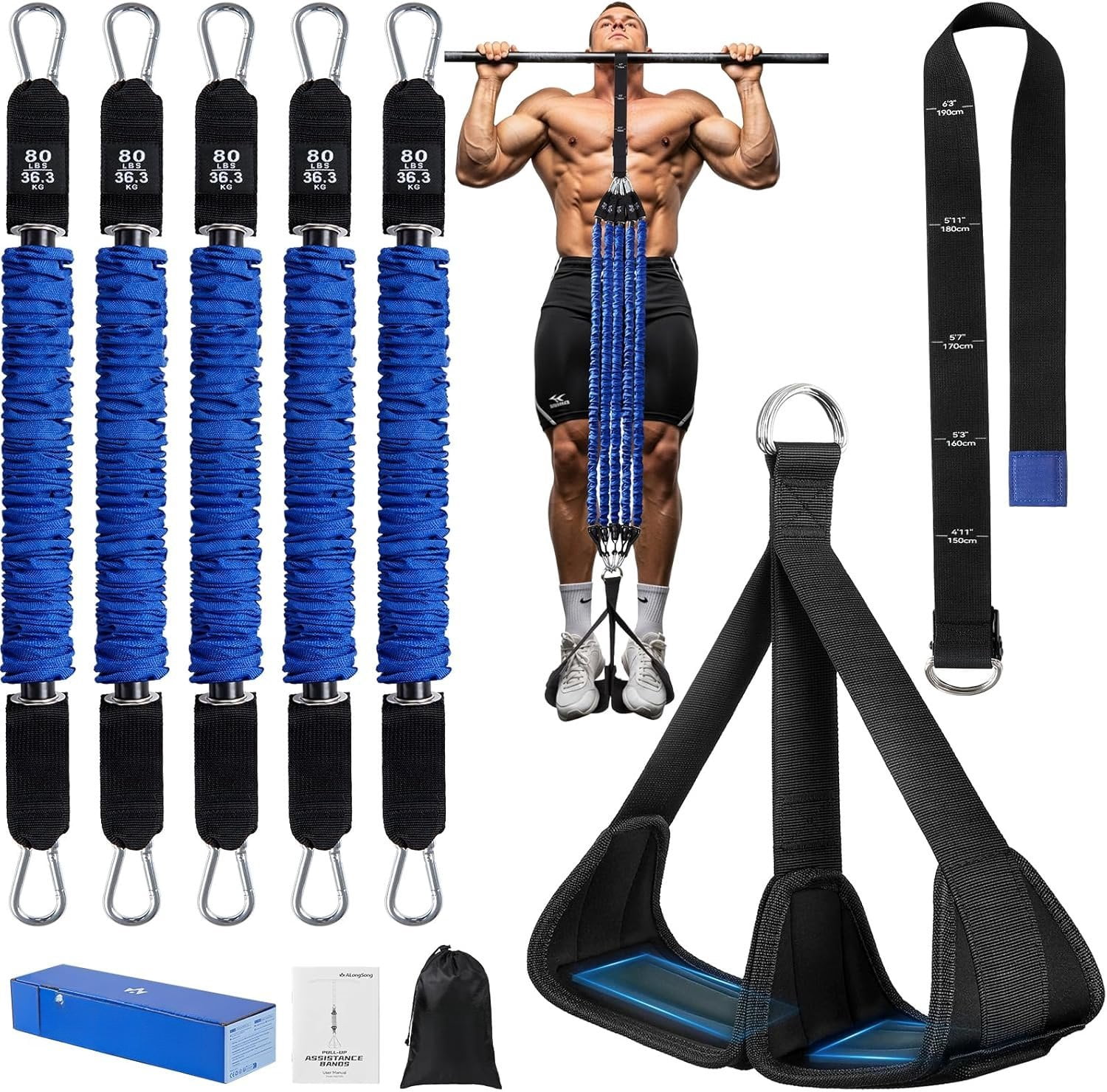 Pull Up Assistance Bands with Foot Support Pedal - Upgraded Heavy Duty ...