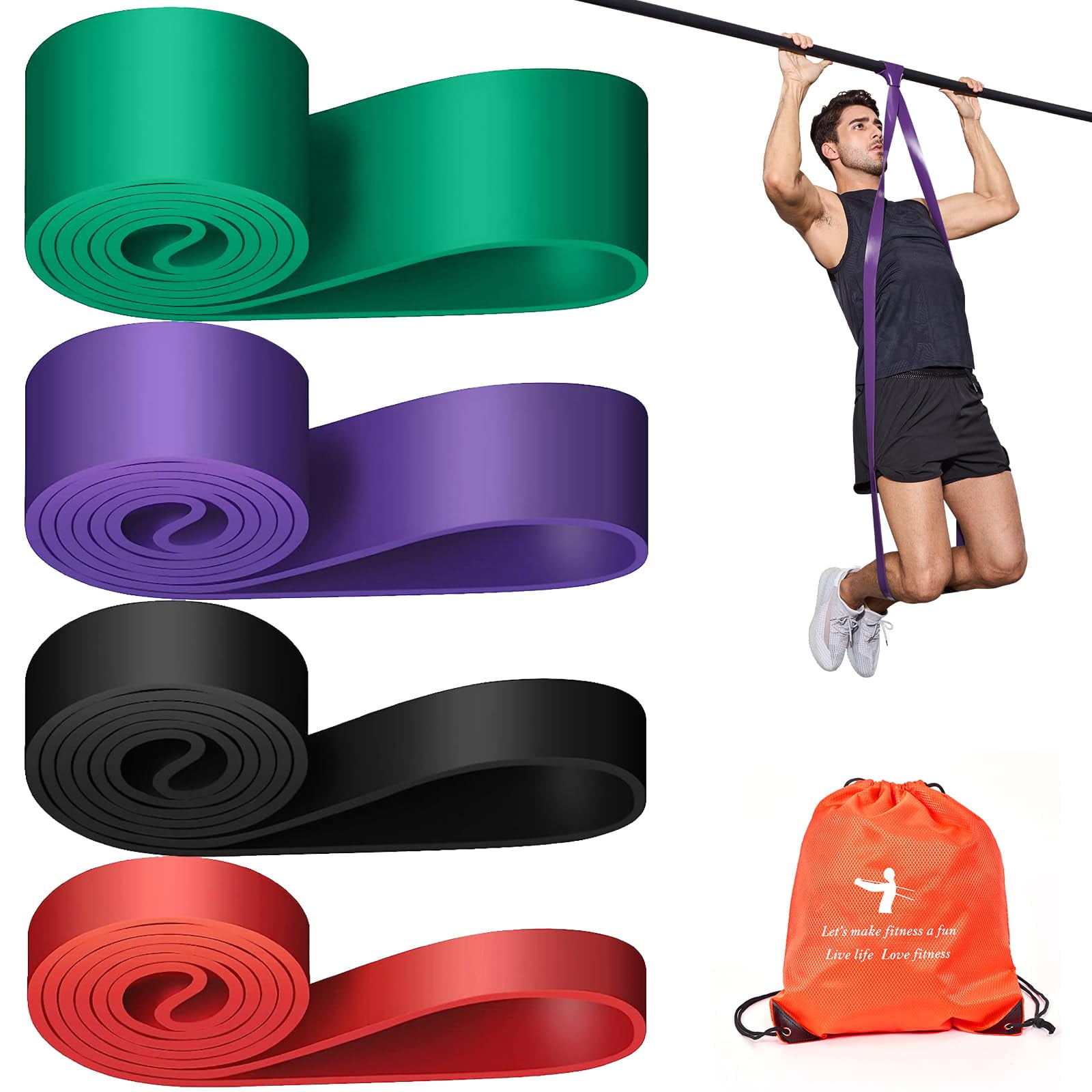 Pull Up Assistance Bands Set 5 LBS - 100 LBS, Long Resistance Bands for ...