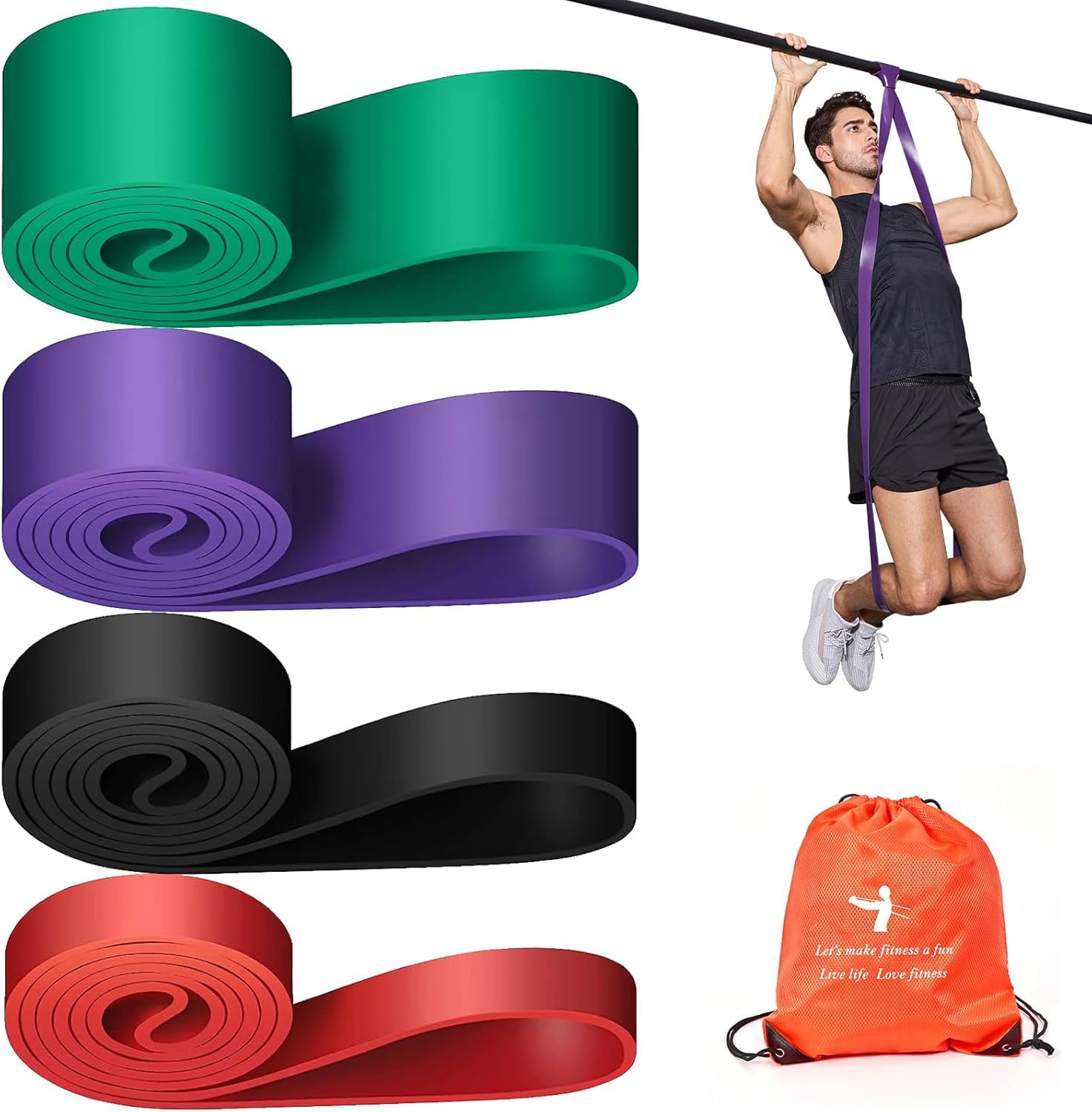 Pull Up Assistance Bands Set 5 LBS - 230 LBS, Long Resistance Bands for ...