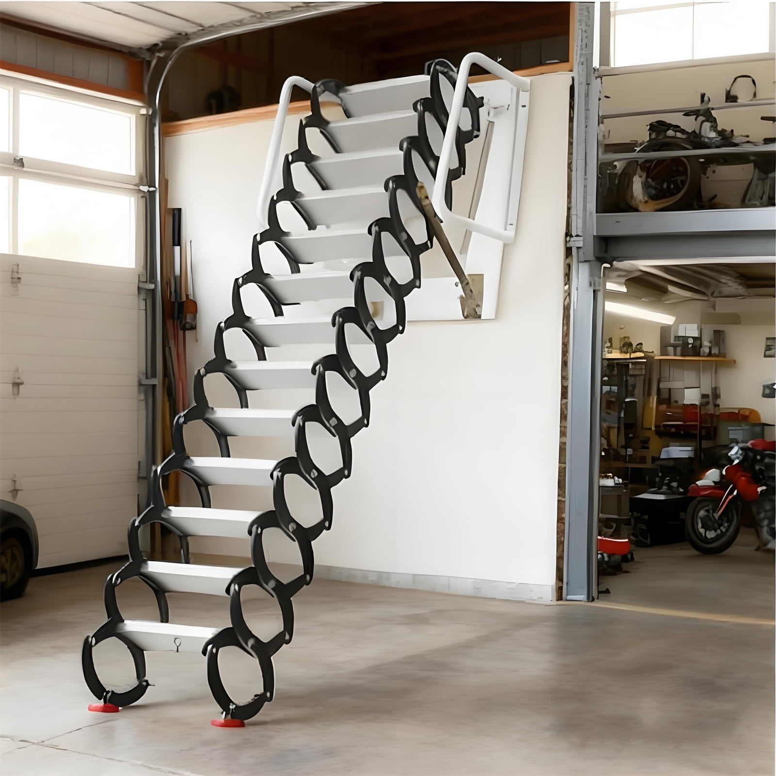 Pull Down Attic Stairs, 12 Step Aluminum-Magnesium Alloy Loft Wall ...