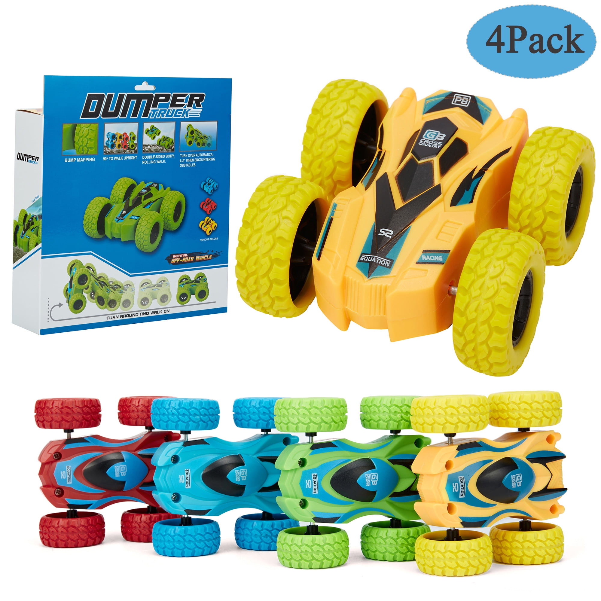 Pull Back Cars for Toddlers 4PCS Friction Powered Car Toys, Inertia ...