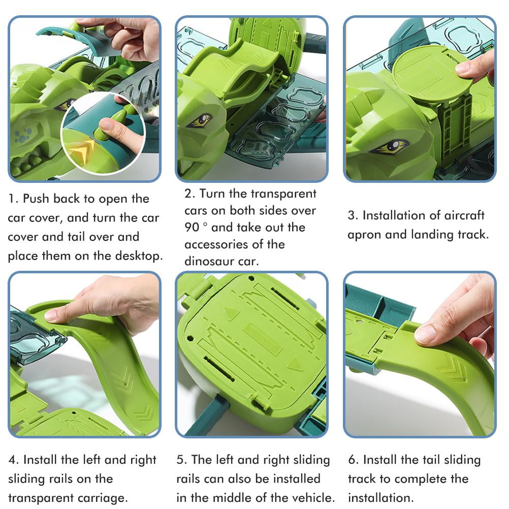 Pull Back Dinosaur Airplane Track Toy Children Transport Cargo Plane ...