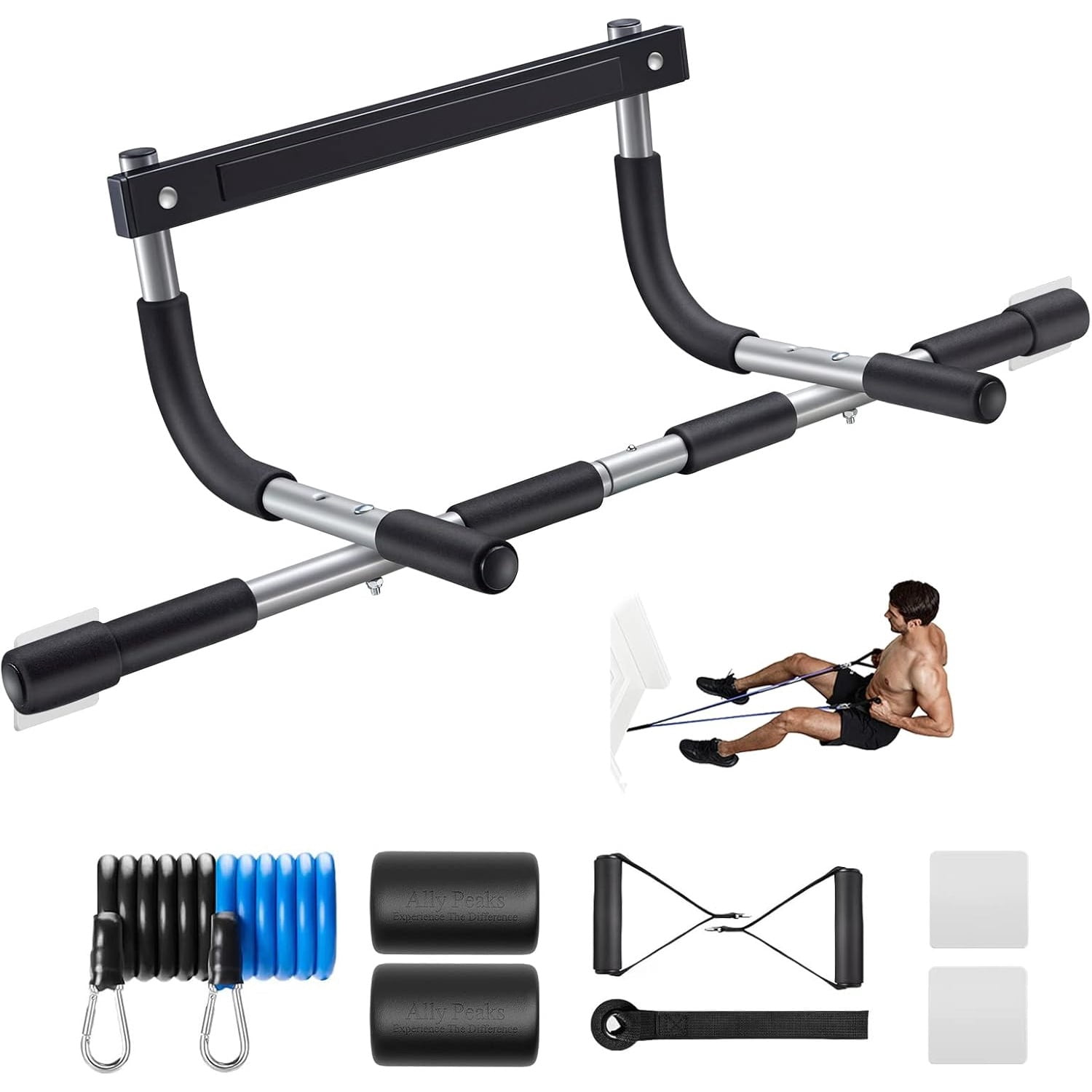 Pull Up Bar for Doorway | Thickened Steel Max Limit 440 lbs Upper Body ...