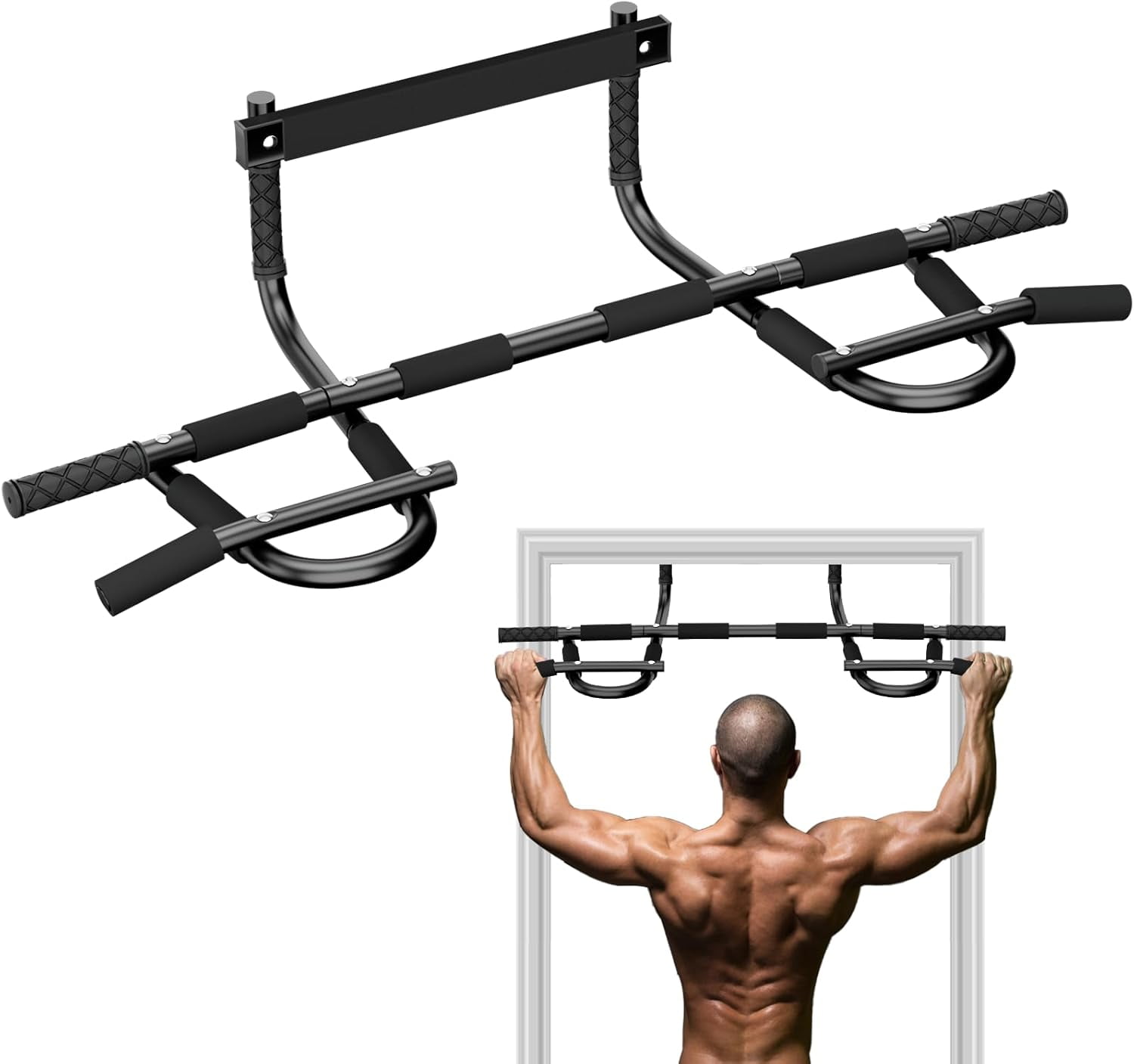 Pull Up Bar for Doorway, Upgrade Chin up Bar for Doorway Without Screws ...