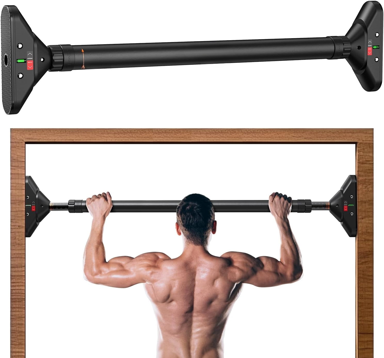Pull Up Bar: Strength Training Chin up Bar without Screws - Adjustable Locking Mechanism Pull-up ...