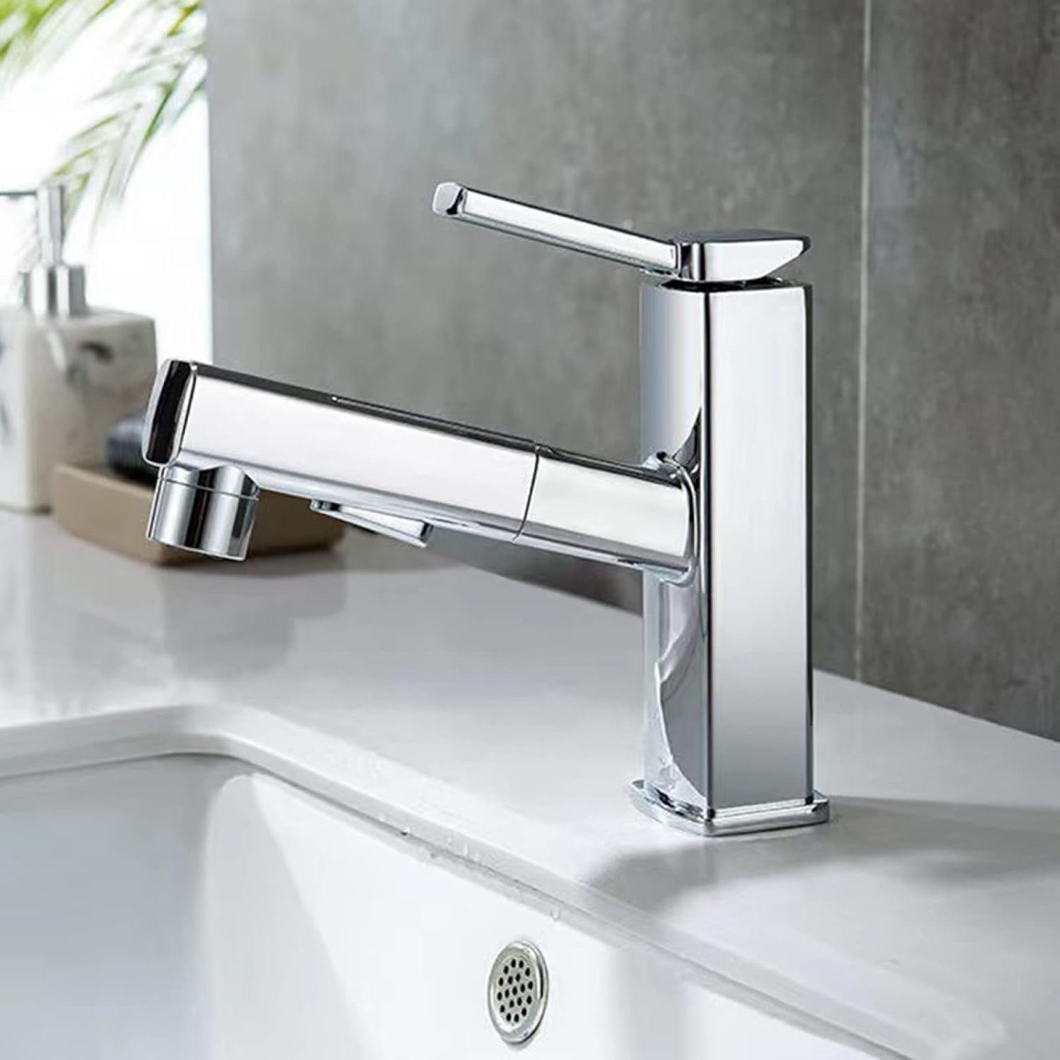 Pull Out Bathroom Faucet,Single Hole Bathroom Sink Faucet with 3 Modes ...