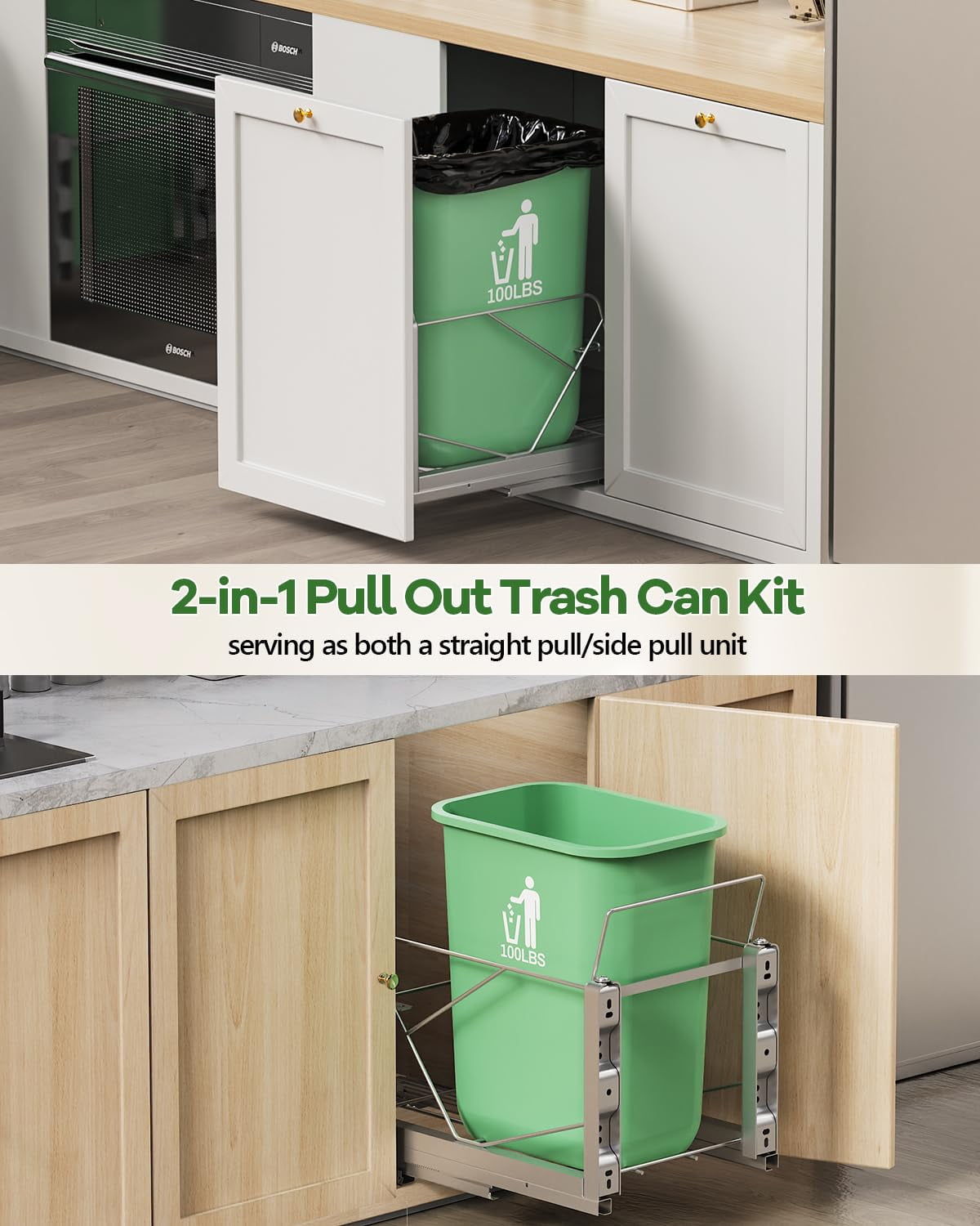 Pull Out Under Cabinet, Door Mount & Pull Handle Twin-Mode, Pull-Out ...