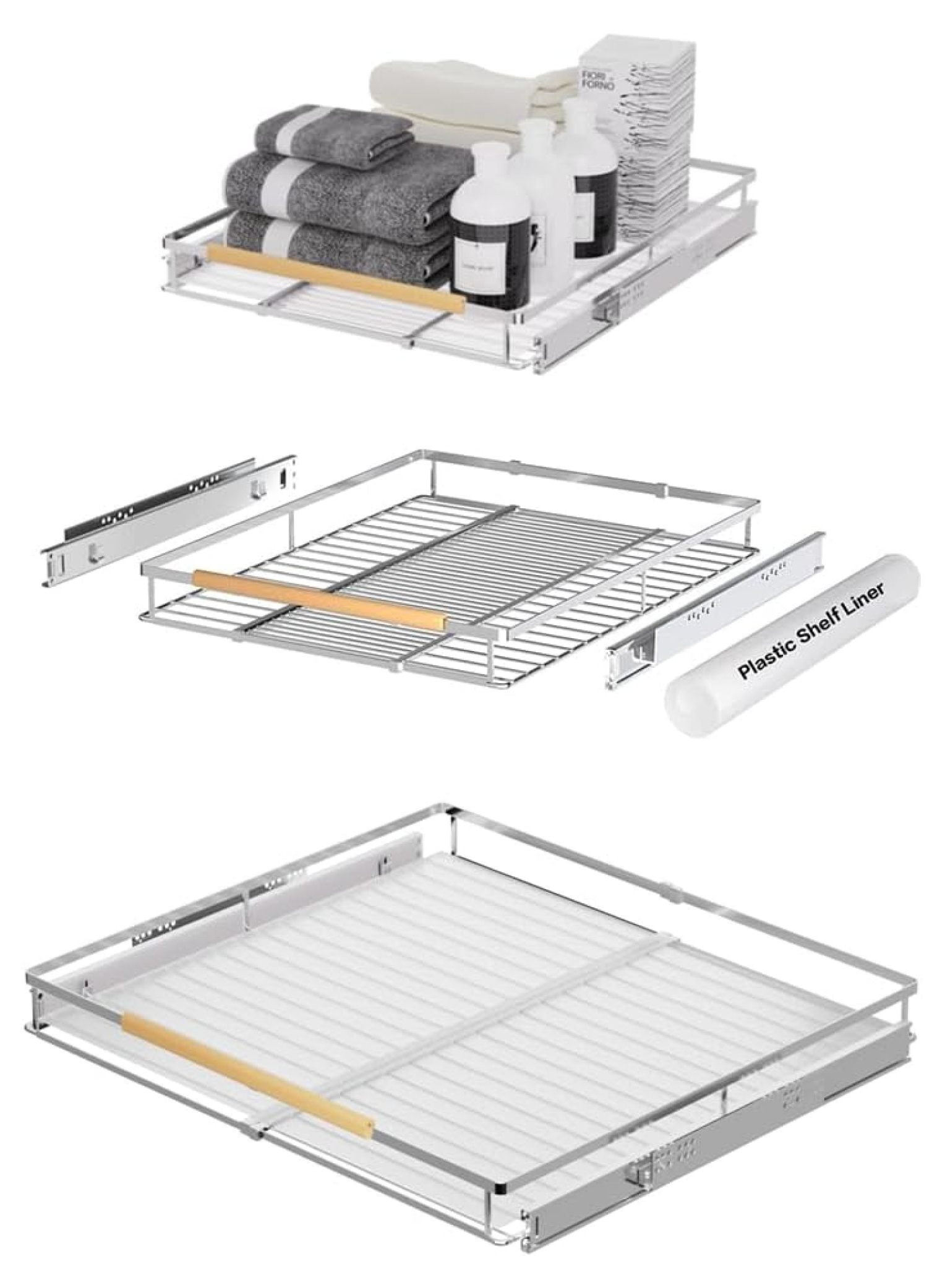 Pull Out Cabinet Drawer Large Expandable, Heavy Duty Slide Out Basket ...