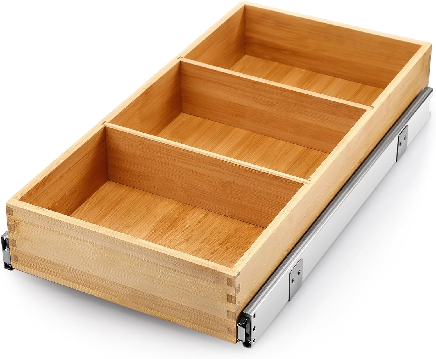 Pull Out Cabinet Drawer Organizer for Kitchen, Sliding Bamboo Wood ...