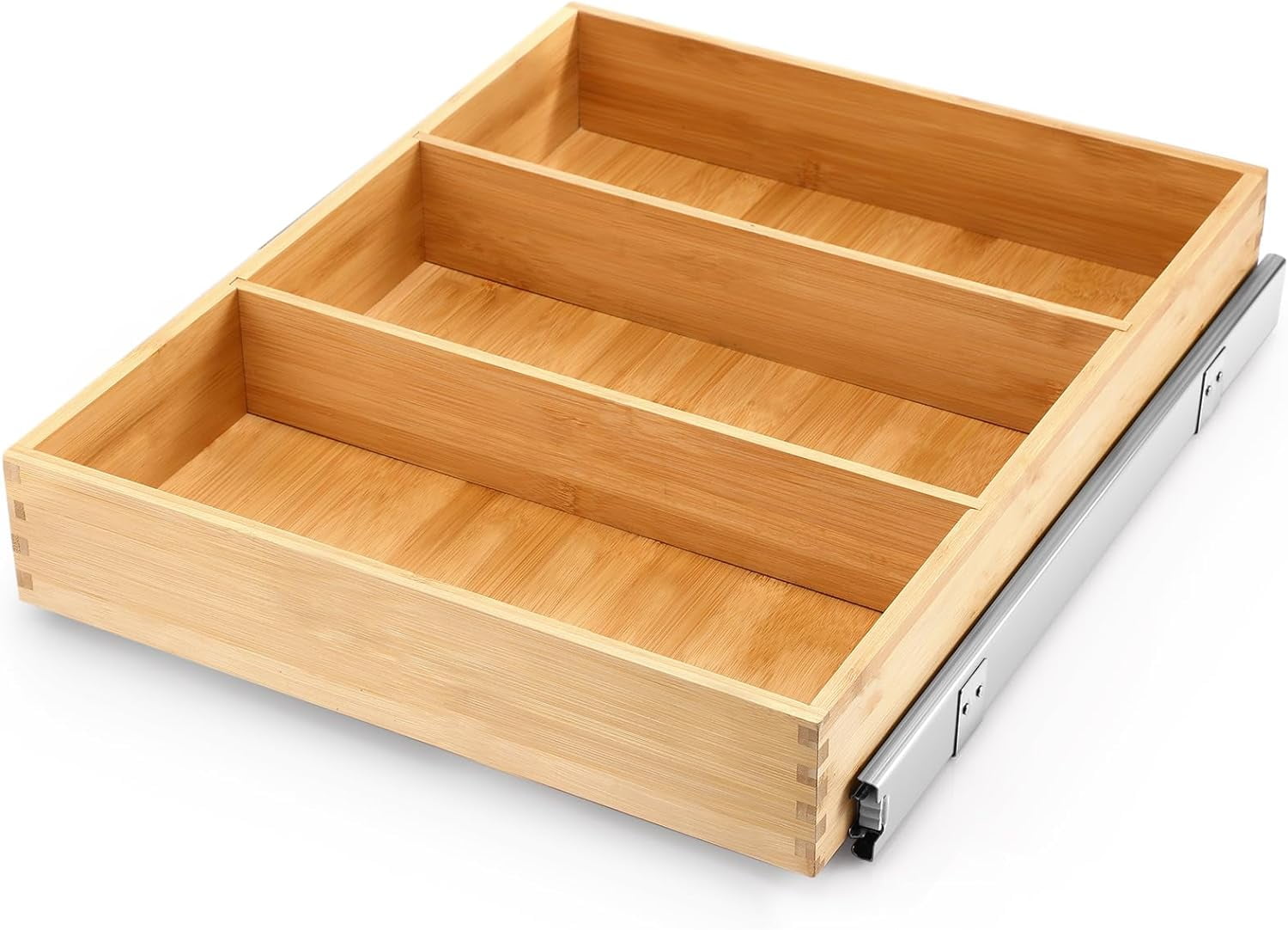 Pull Out Cabinet Drawer Organizer for Kitchen, Sliding Bamboo Wood ...