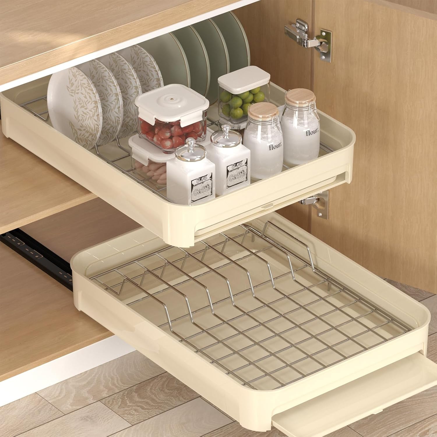 Pull Out Cabinet Organizer 12“W*16.7L Slide Out Pantry Shelves Adhesive ...