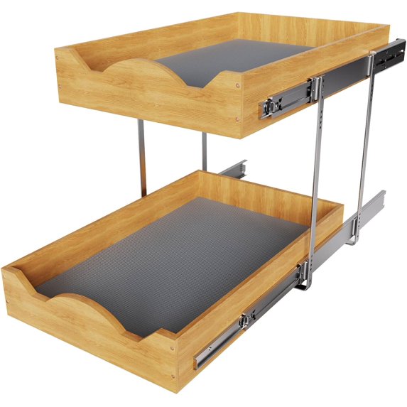 Pull Out Cabinet Organizer 17" W x 21" D 2 Tier Slide Out Shelf Heavy ...