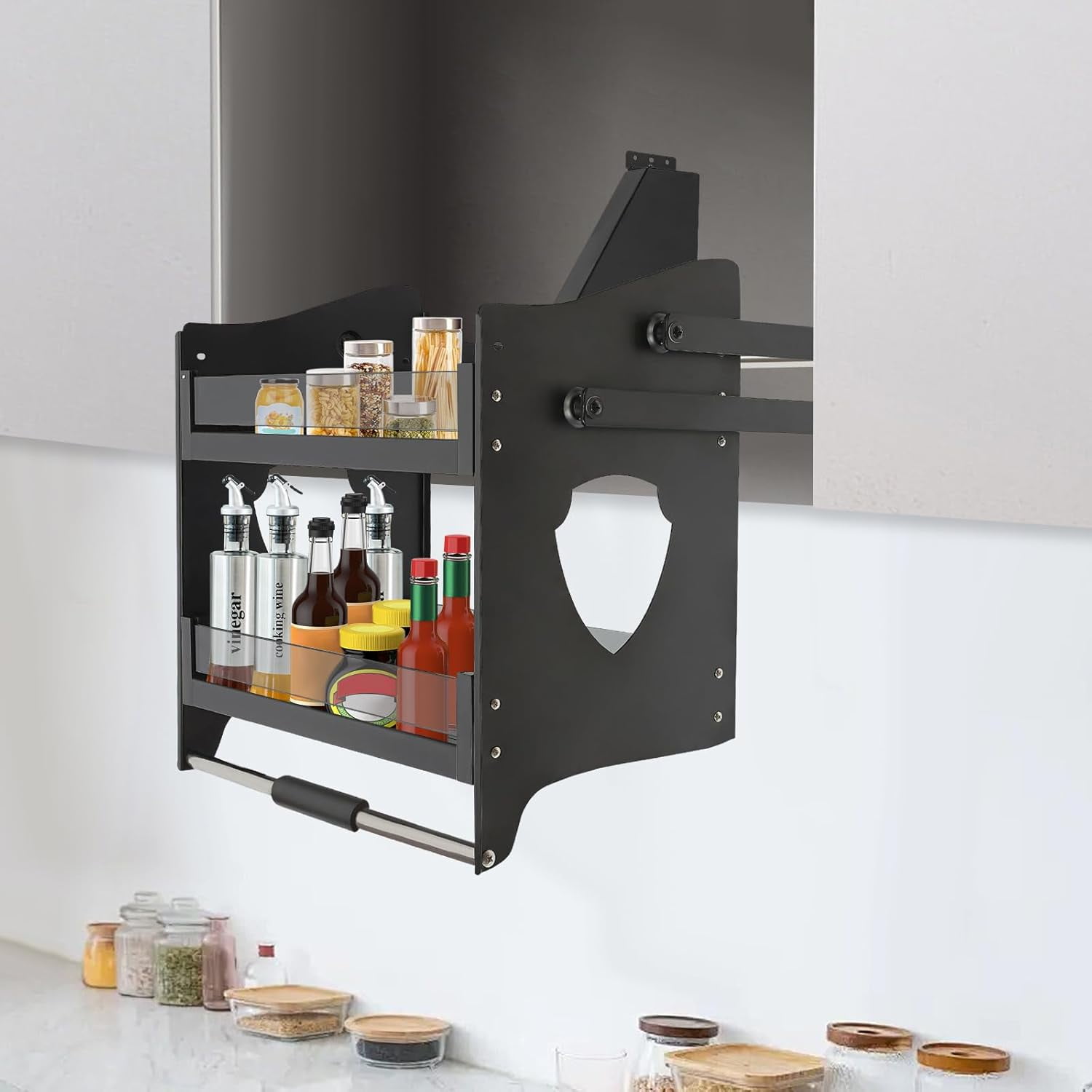Pull Down Cabinet Organizer 2 Tier Kitchen Cabinet Pull Down Shelf ...