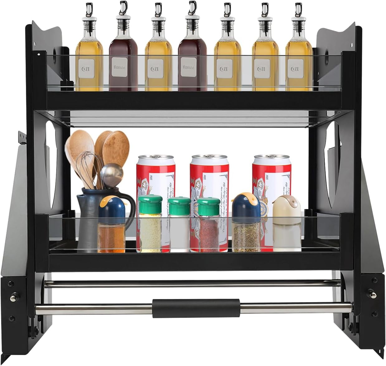 Pull Down Cabinet Organizer 2 Tiers Cabinet Pull Down Shelf Storage ...