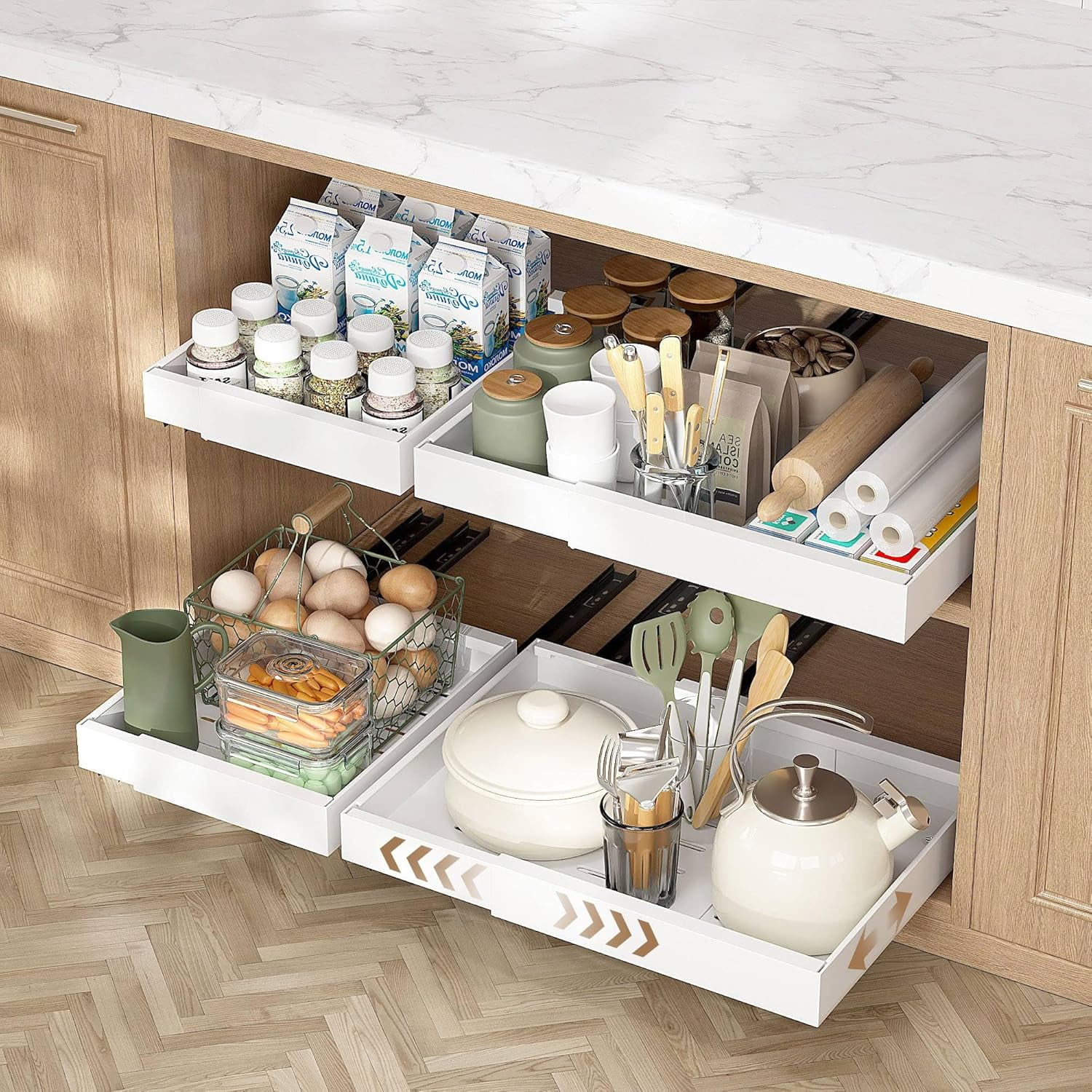 Pull Out Cabinet Organizer 21" Deep, Expandable (13"-20.8") Pull Out ...