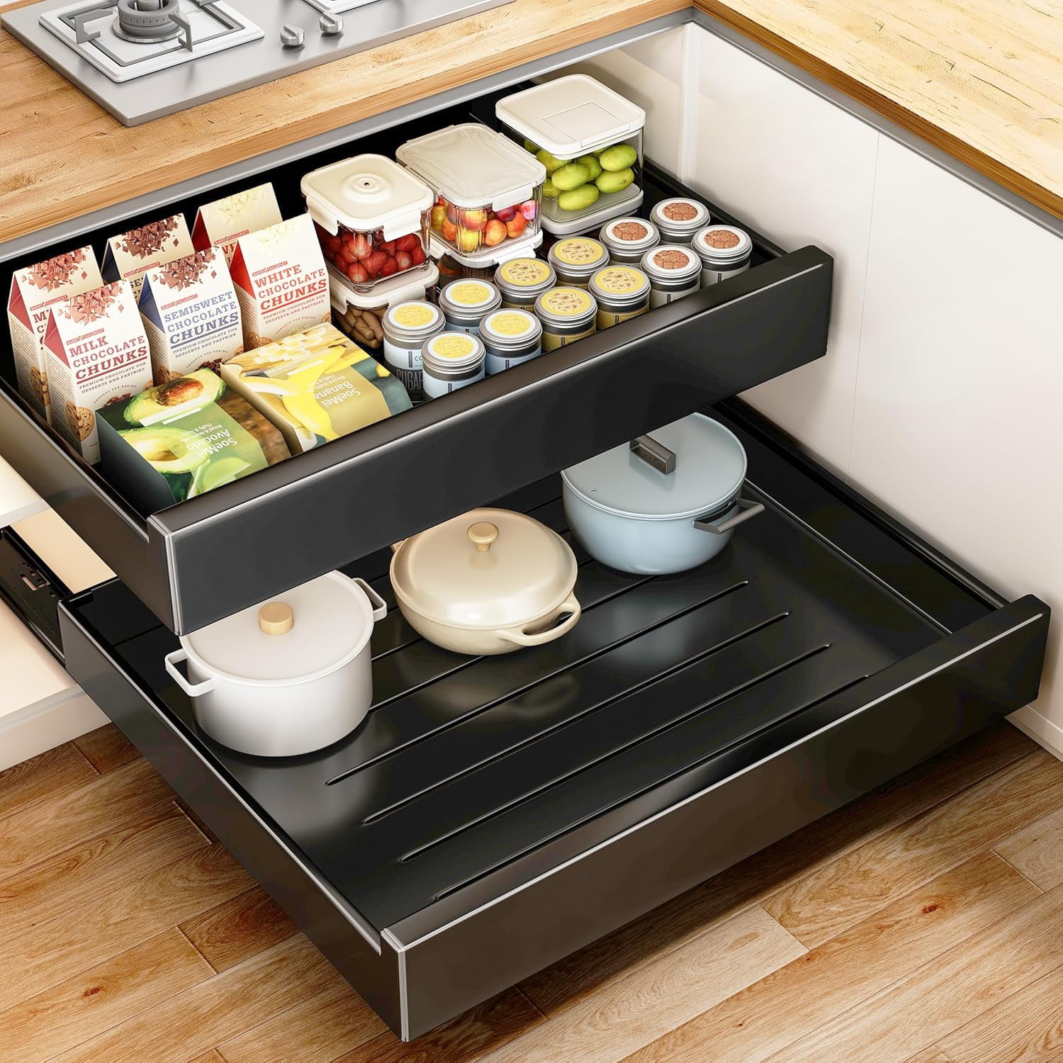 Pull out Cabinet Organizer, 21"Deep, Slide out Drawers for Kitchen ...
