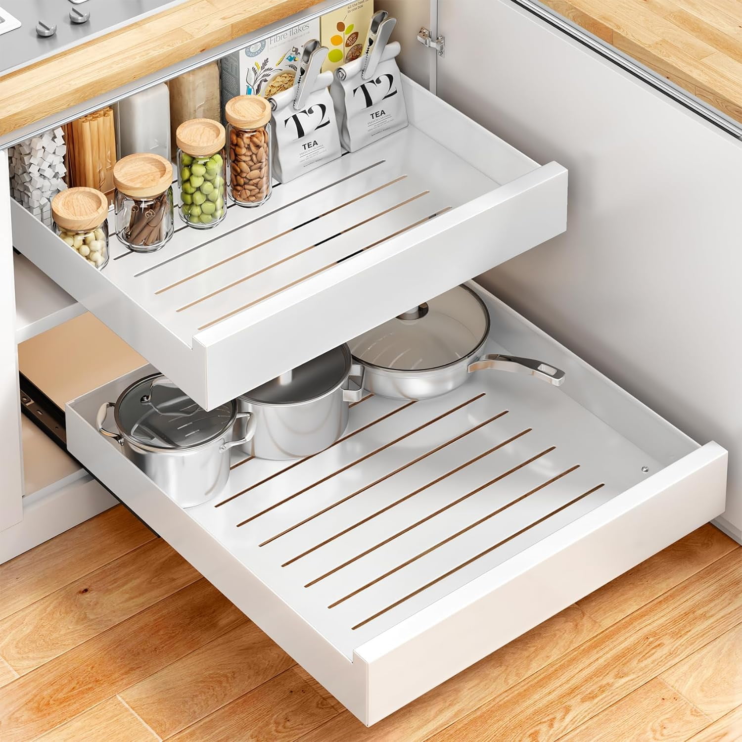 Pull out Cabinet Organizer, 21"Deep, Slide out Drawers for Kitchen ...