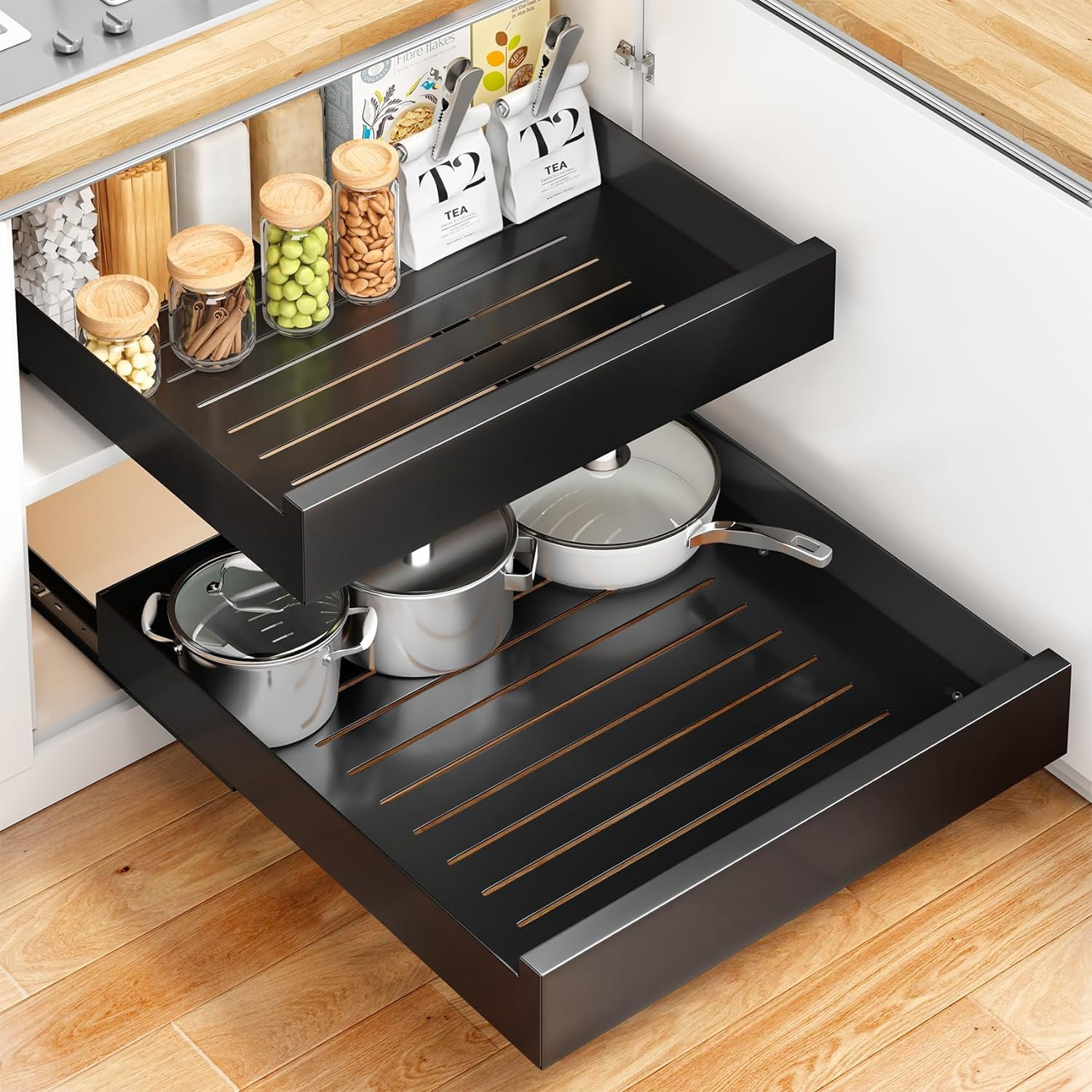 Pull out Cabinet Organizer, 21"Deep, Slide out Drawers for Kitchen ...