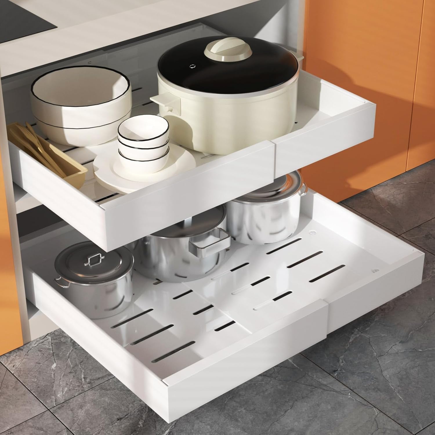 Pull Out Cabinet Organizer,Expandable(12.6"-20.4") Slide Out Drawers ...