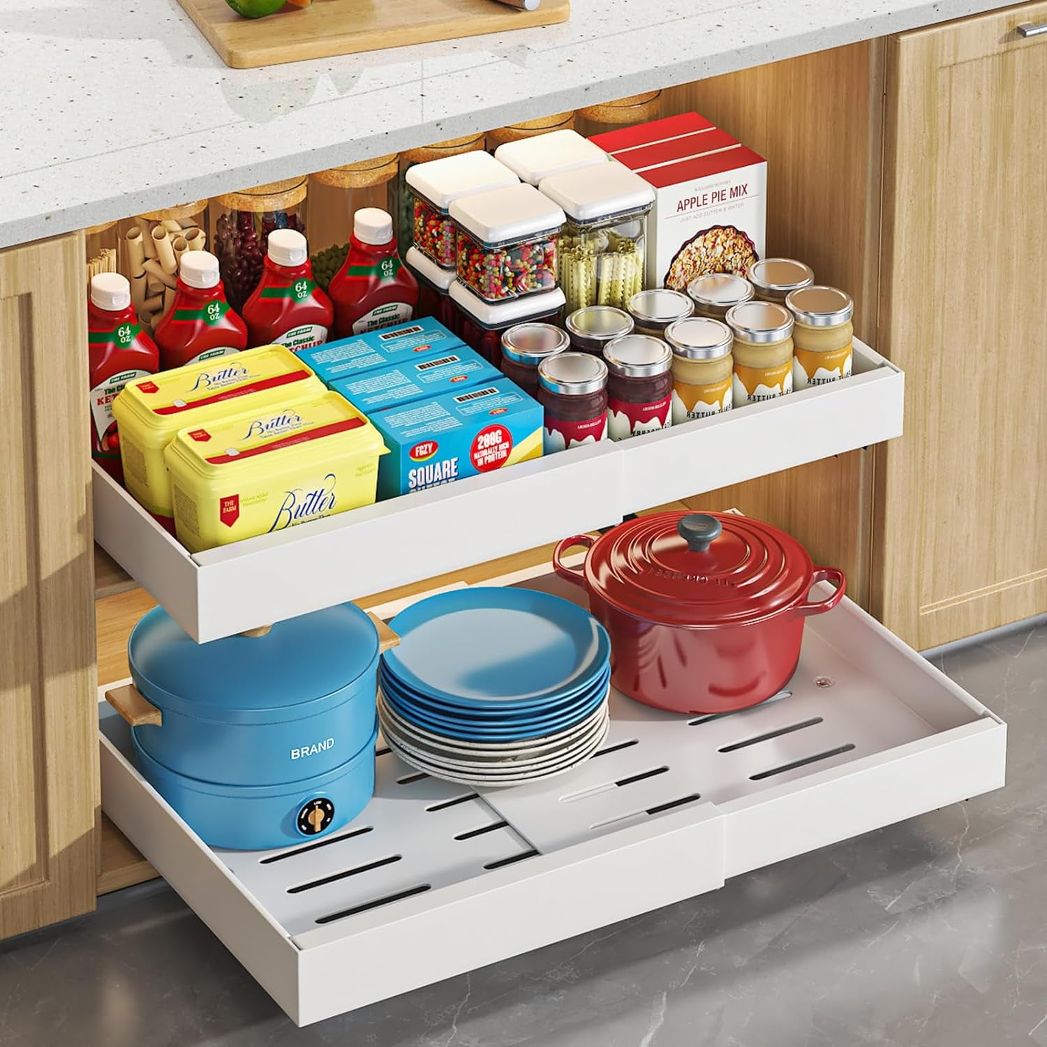 Pull Out Cabinet Organizer, Expandable (12.6"-20.5")Heavy Duty Pull Out ...