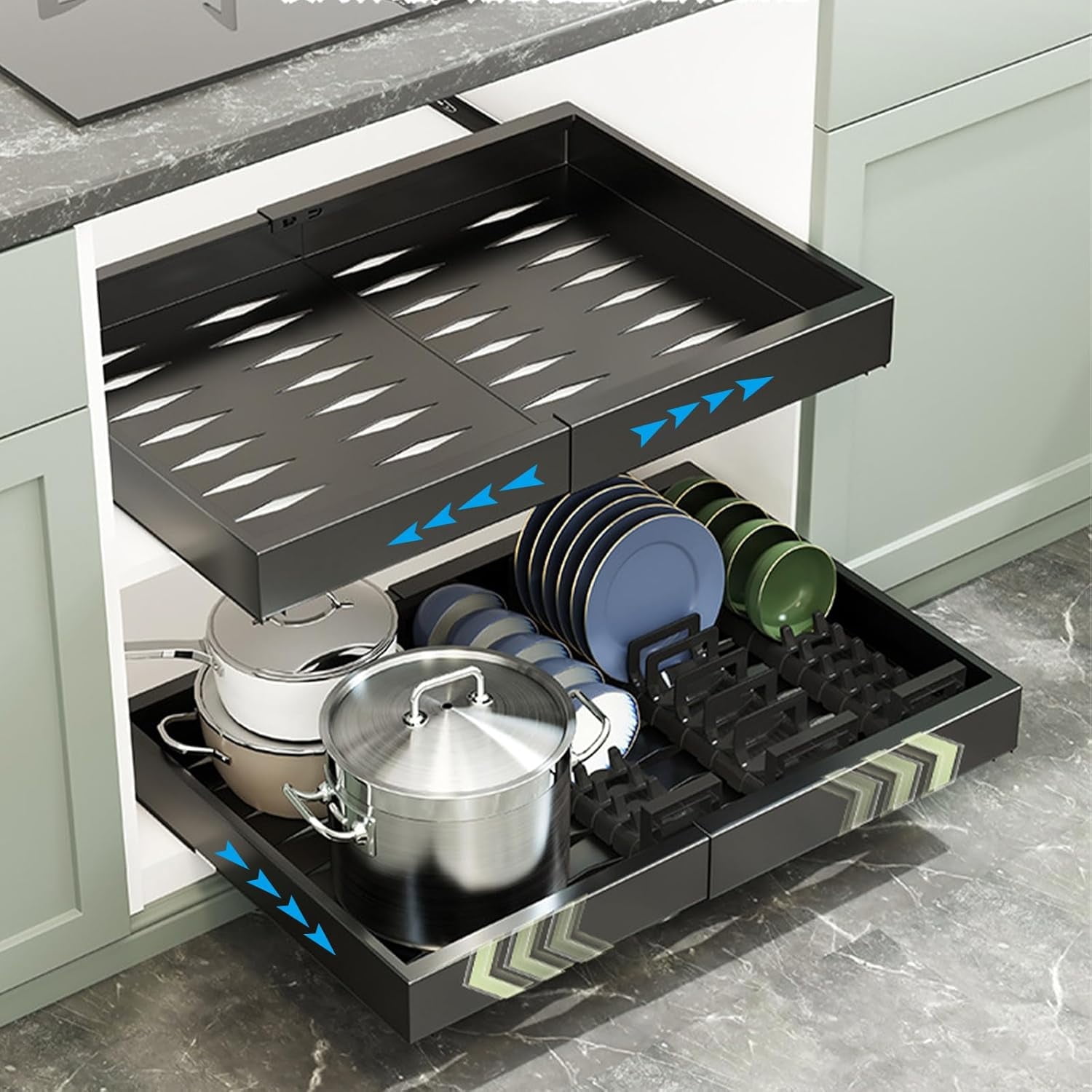 Pull Out Cabinet Organizer,Expandable(12.6"-20.5") Slide Out Drawers ...
