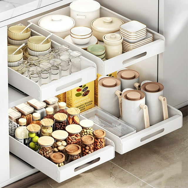 Pull out Cabinet Organizer, Expandable Heavy Duty Slide out Drawers ...