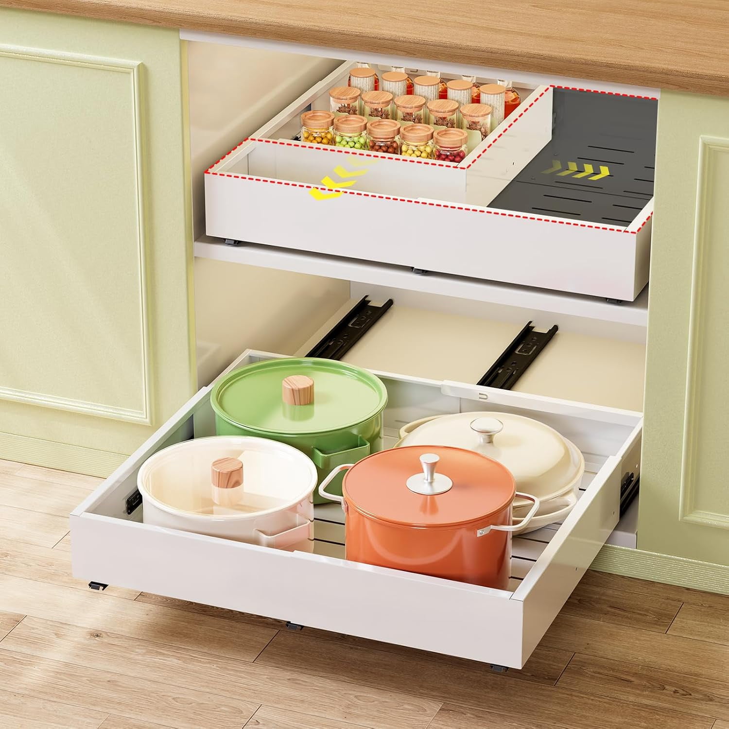 Pull Out Cabinet Organizer, Expandable Width (11.4"-19.4") and Depth ...
