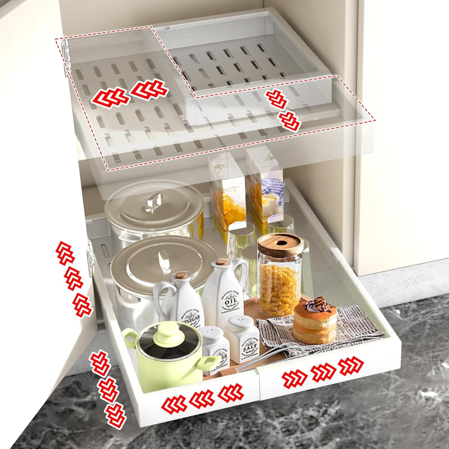 Pull Out Cabinet Organizer, Expandable (Width 12“-18”, Depth 13.3-24 ...