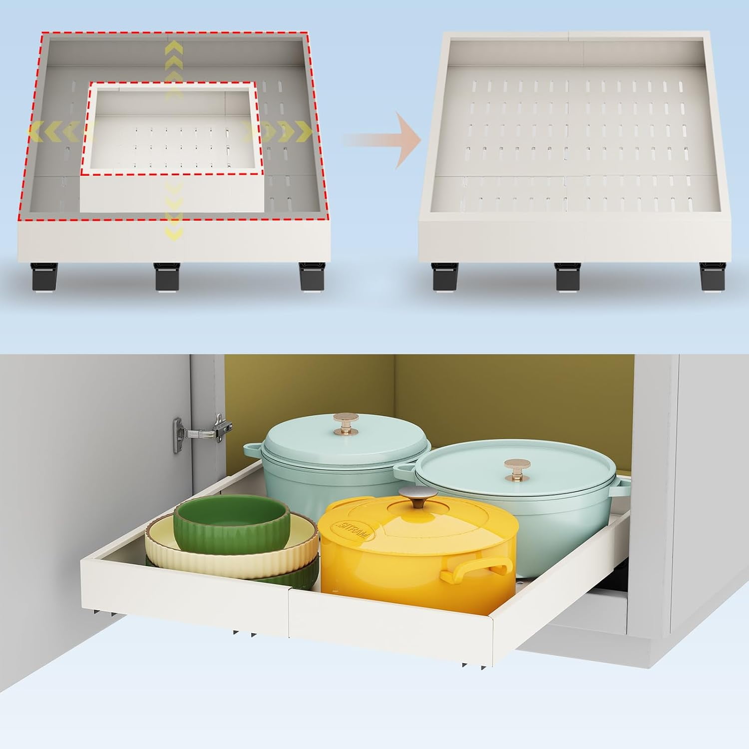 Pull out Cabinet Organizer,Expandable Width(16"-21"),Depth(13"-17 ...