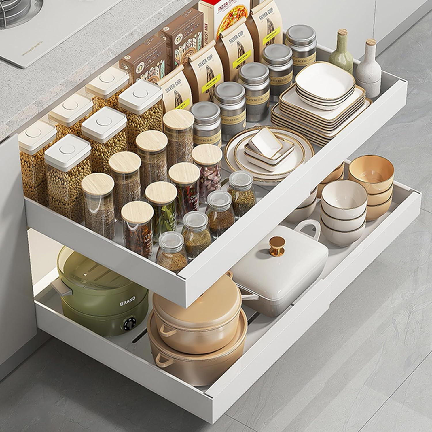 Pull Out Cabinet Organizer Fixed With Adhesive Nano Film,2 Pack ...