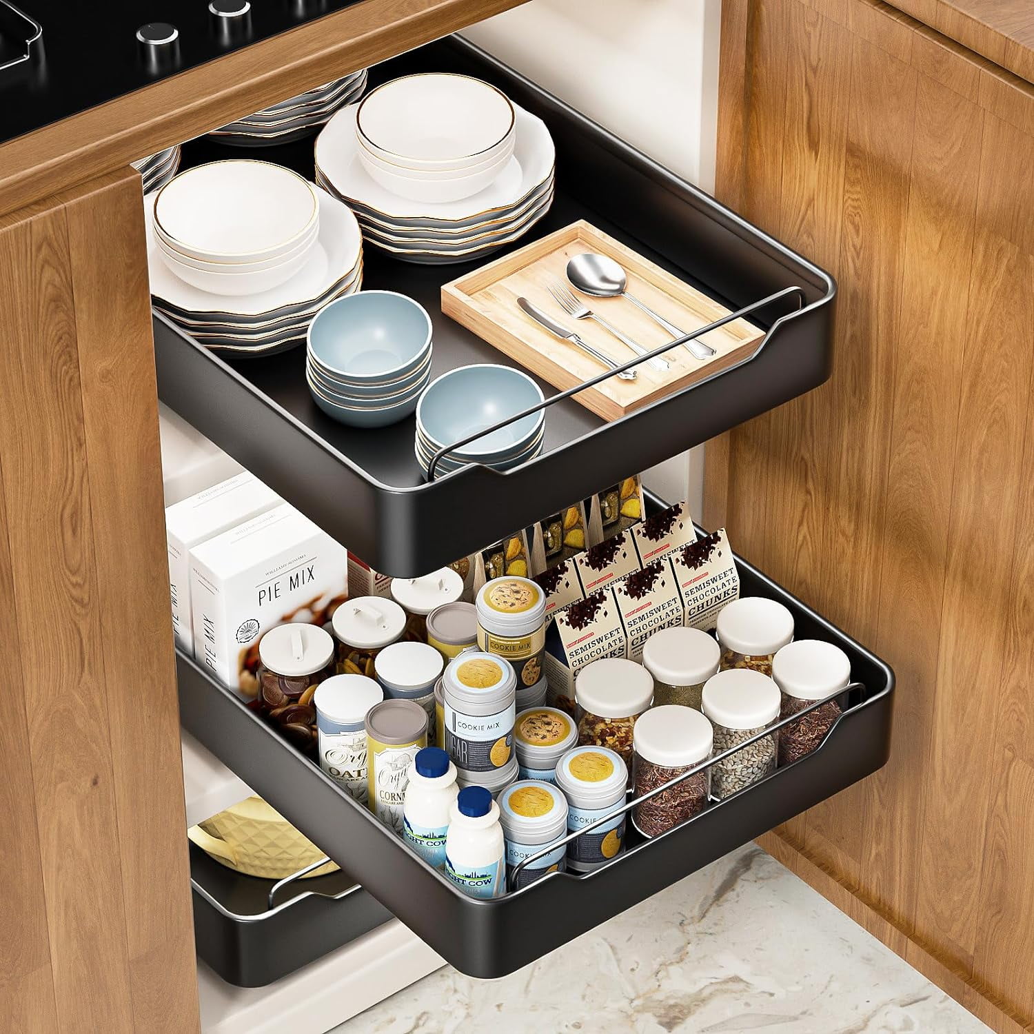 Pull Out Cabinet Organizer Fixed With Adhesive Nano Film, Heavy Duty ...