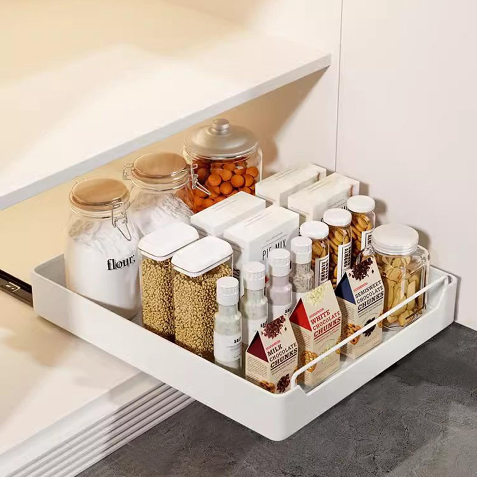 Pull Out Cabinet Organizer, Pull Out Telescopic Kitchen Drawer, No ...