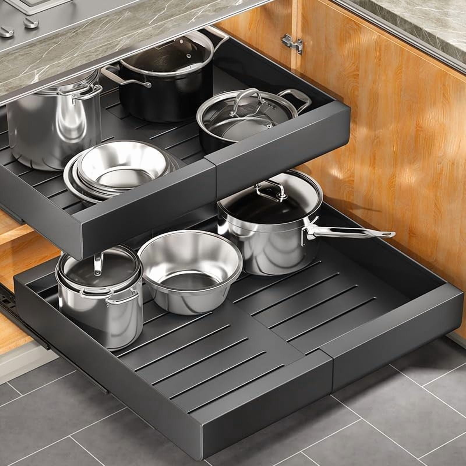 Pull out Cabinet Organizer, Wider Expandable(14"-24") Heavy Duty Slide ...