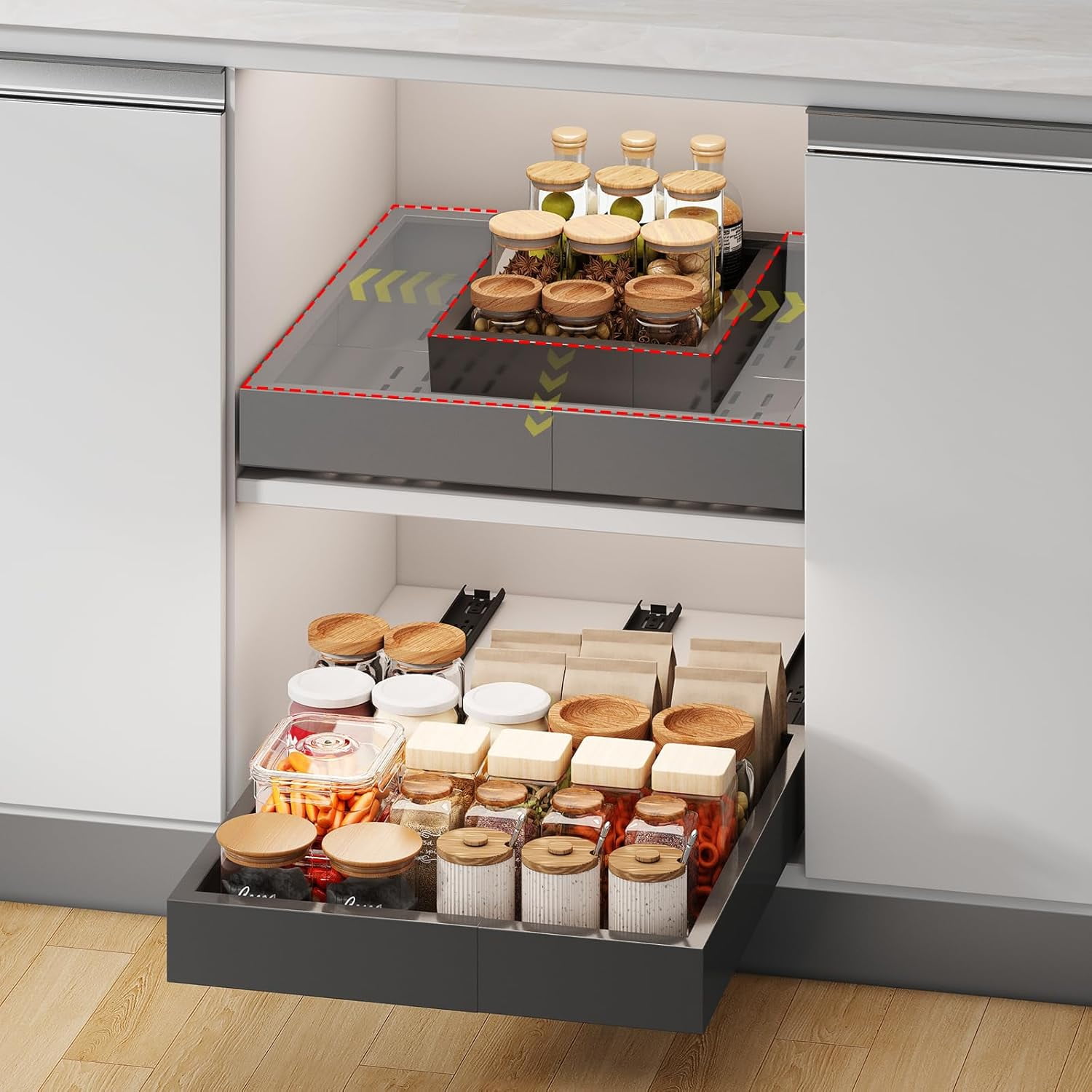 Pull out Cabinet Organizer,Width (11"-16") and Depth (17"-24 ...