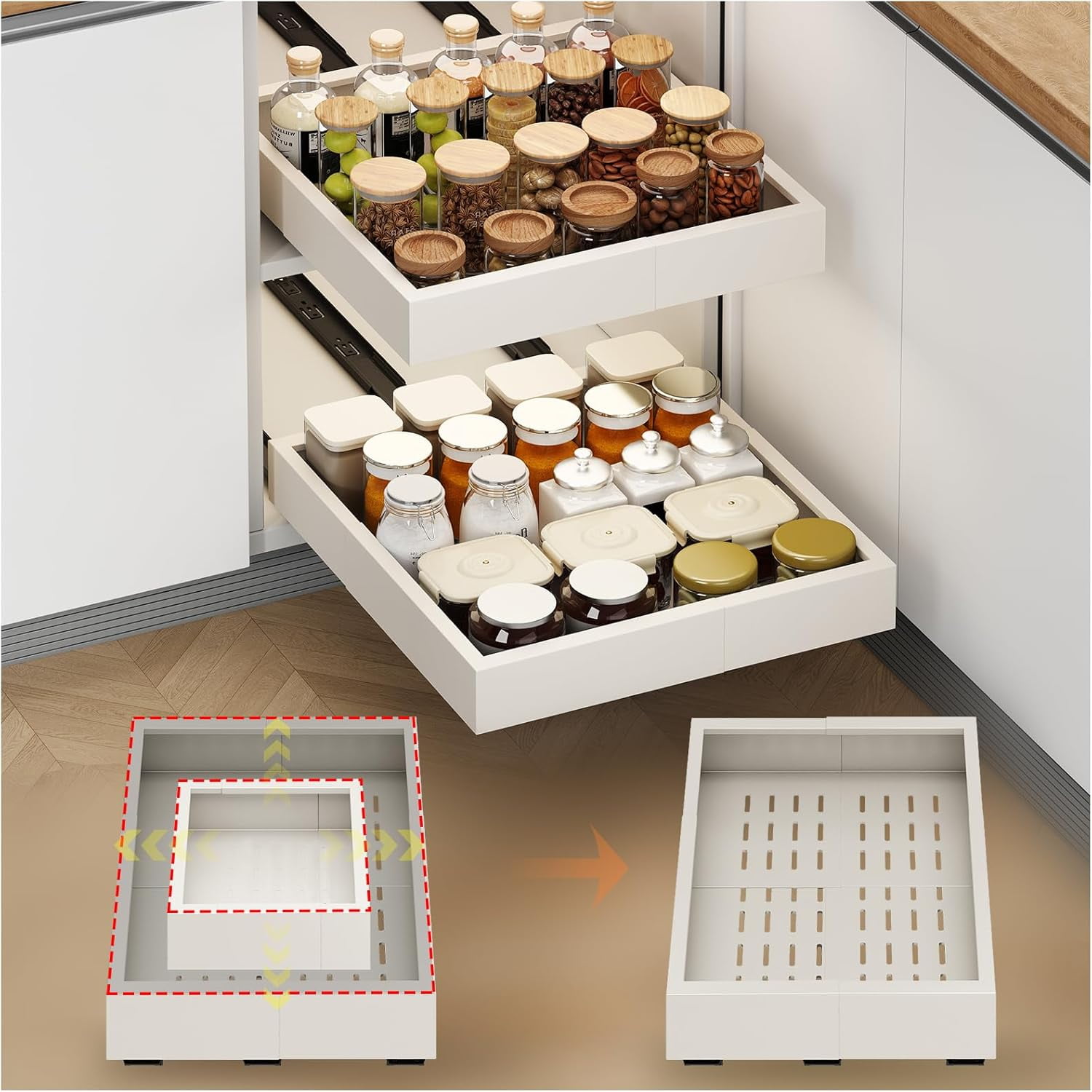 Pull out Cabinet Organizer,Width (11"-16"),Depth(17"-24") Expandable ...