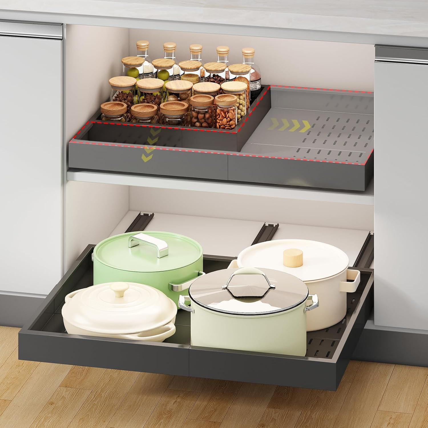 Pull out Cabinet Organizer,Width (14"-21") and Depth (17"-24 ...