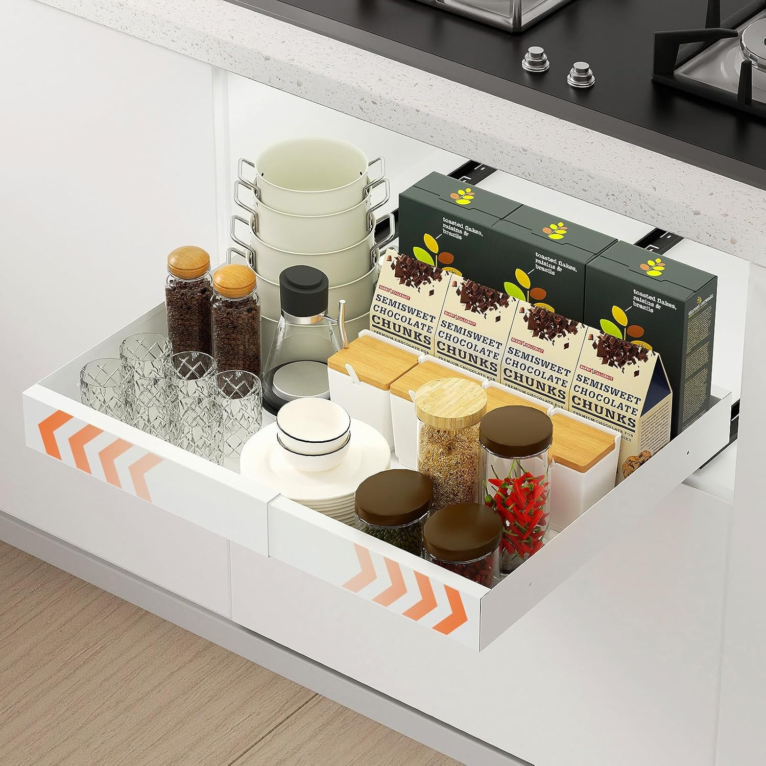 Pull Out Cabinet Organizers Expandable, Slide Out Kitchen Drawer ...