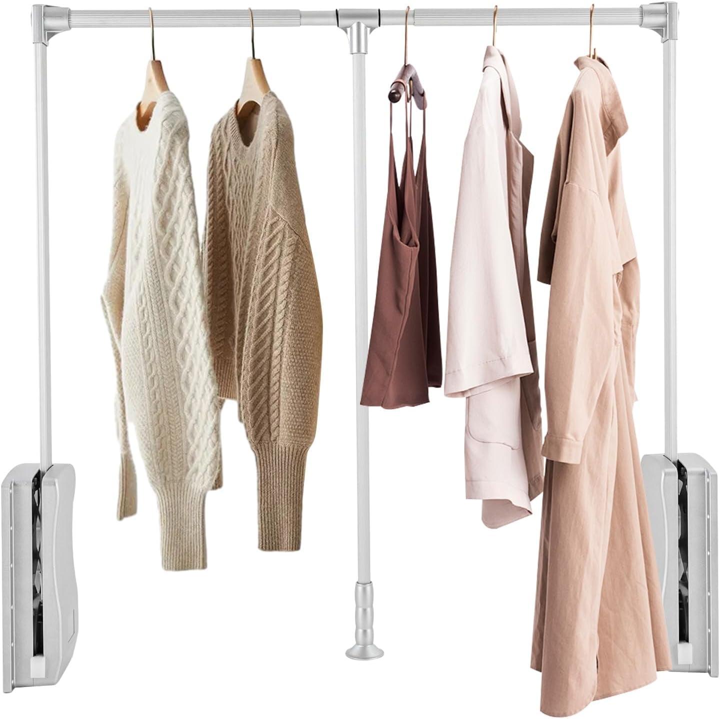 Pull Down Closet Rod, 35-47 Wall Inch Adjustable Closet Mounted Hanging ...