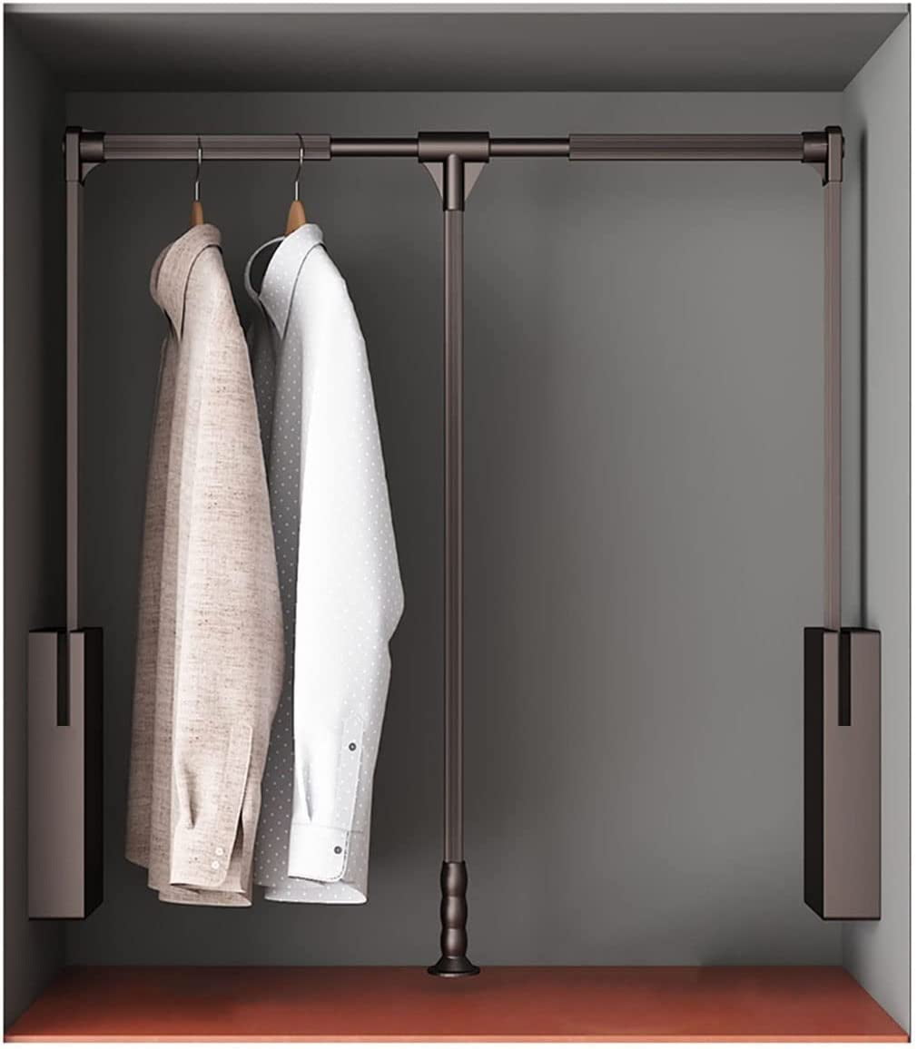 Pull Down Closet Rod for Hanging Clothes, Retractable Wardrobe Hanger ...