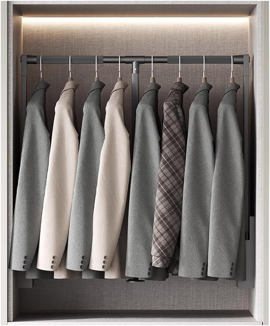 Pull Down Closet Rod for Hanging Clothes, Retractable Wardrobe Hanger ...