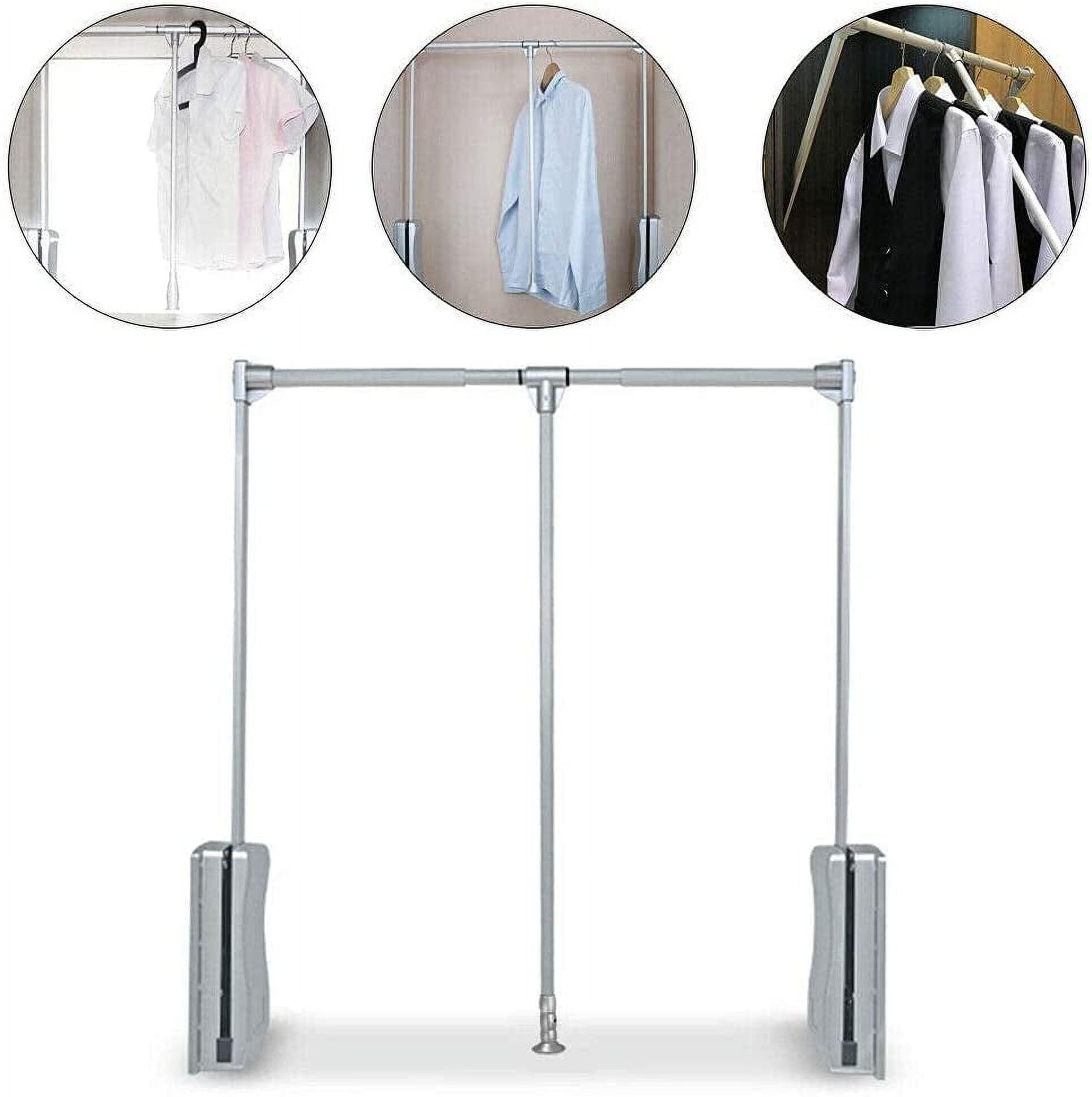 Pull Down Closet Rod Wardrobe Lift Wide Adjustable 35-48inch Aluminium ...