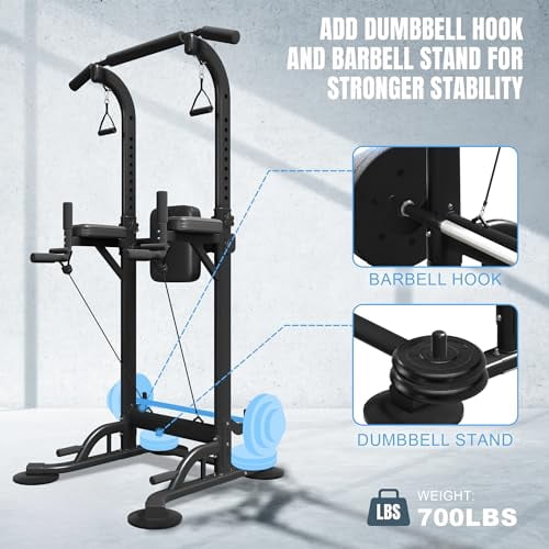 Pull Up Dip Station for Home Gym, Power Tower with Backrest, Adjustable ...