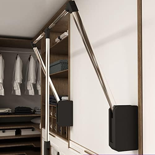 Pull-Down Adjustable Closet Rod System, Aluminum, Black, Wall Mount, 51 ...