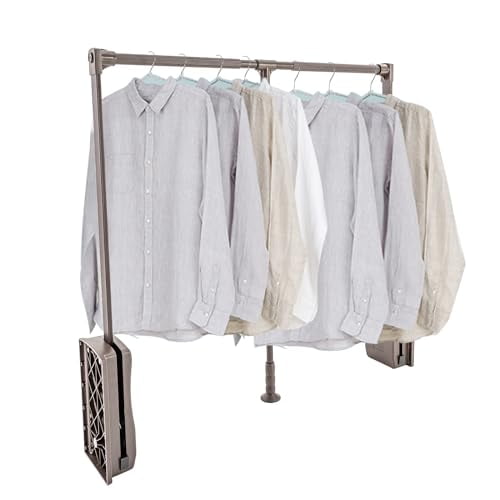 Pull Down Adjustable Side Mounted Closet Rod, Heavy Duty Clothes Rail ...